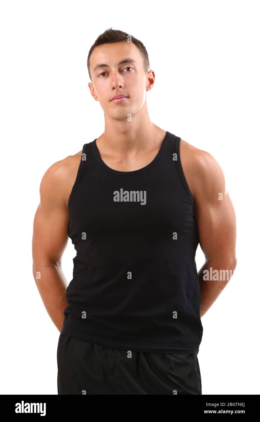 Handsome and strong young man isolated on white Stock Photo - Alamy