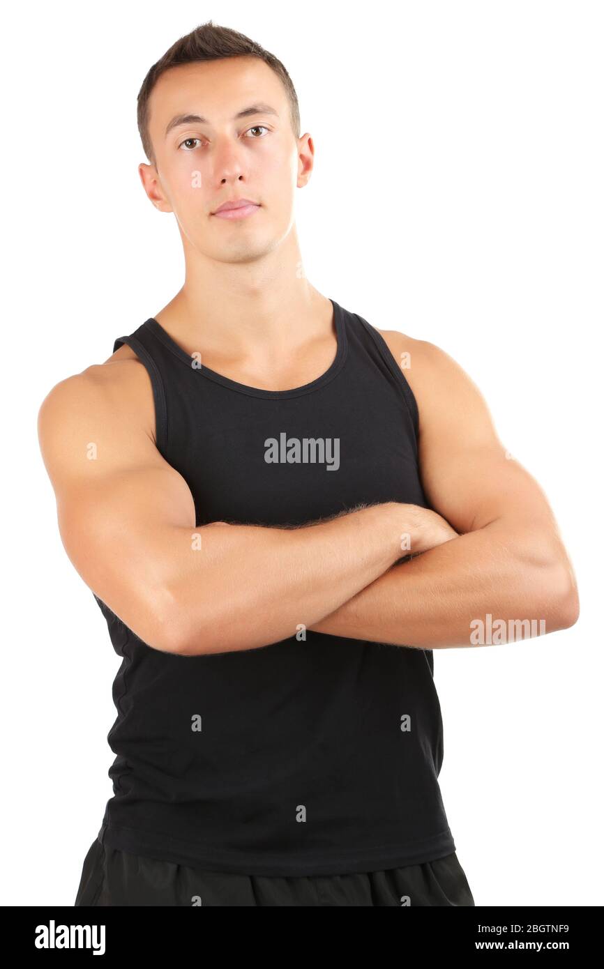 Handsome and strong young man isolated on white Stock Photo - Alamy