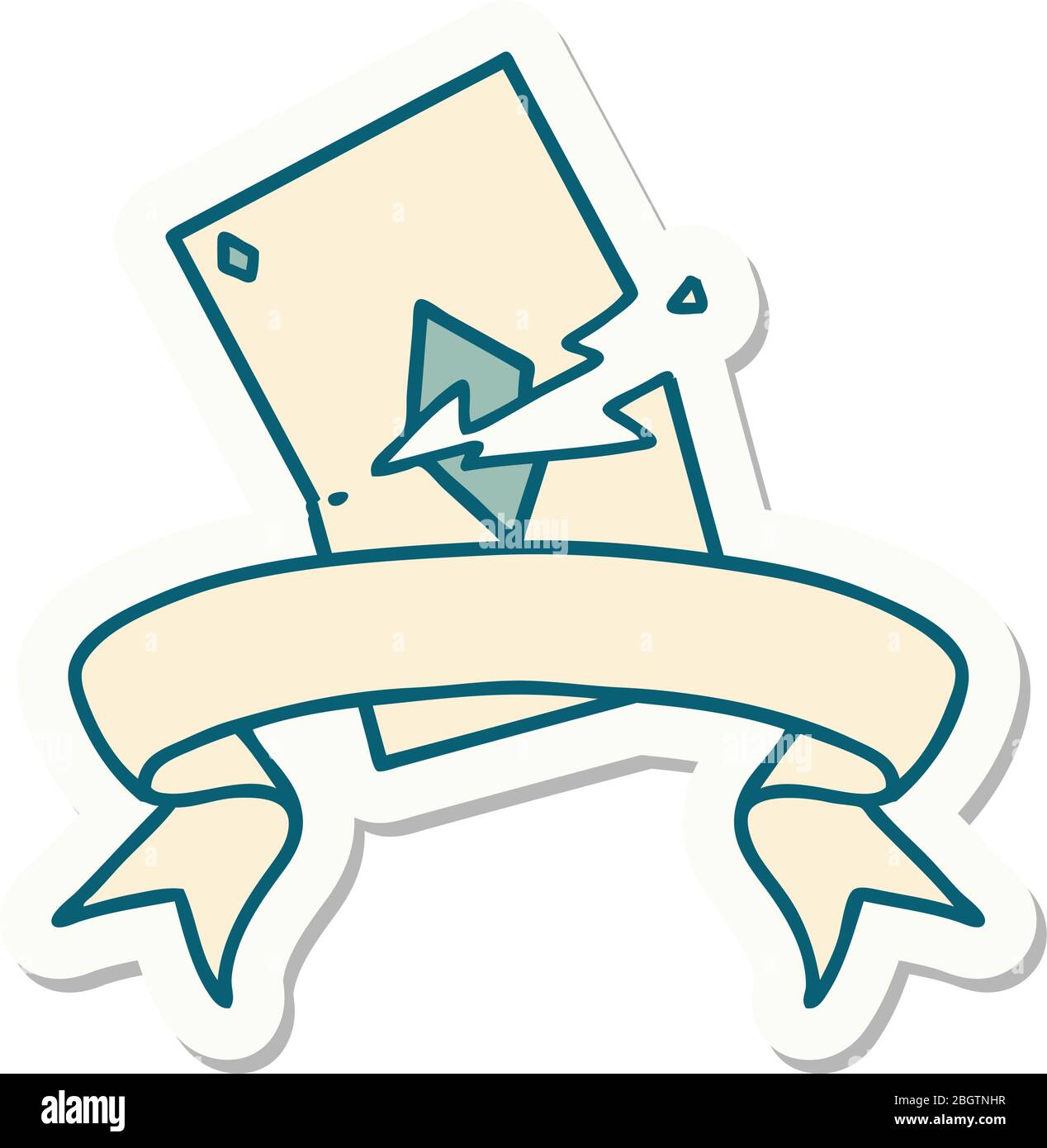 tattoo style sticker with banner of a torn card Stock Vector Image ...