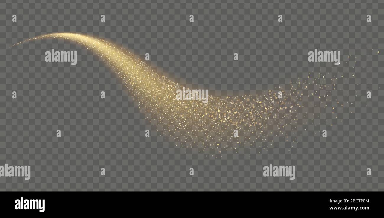 Golden sparkling glittering comet with stardust trail. Space sparkles star tail. EPS 10 Stock ...