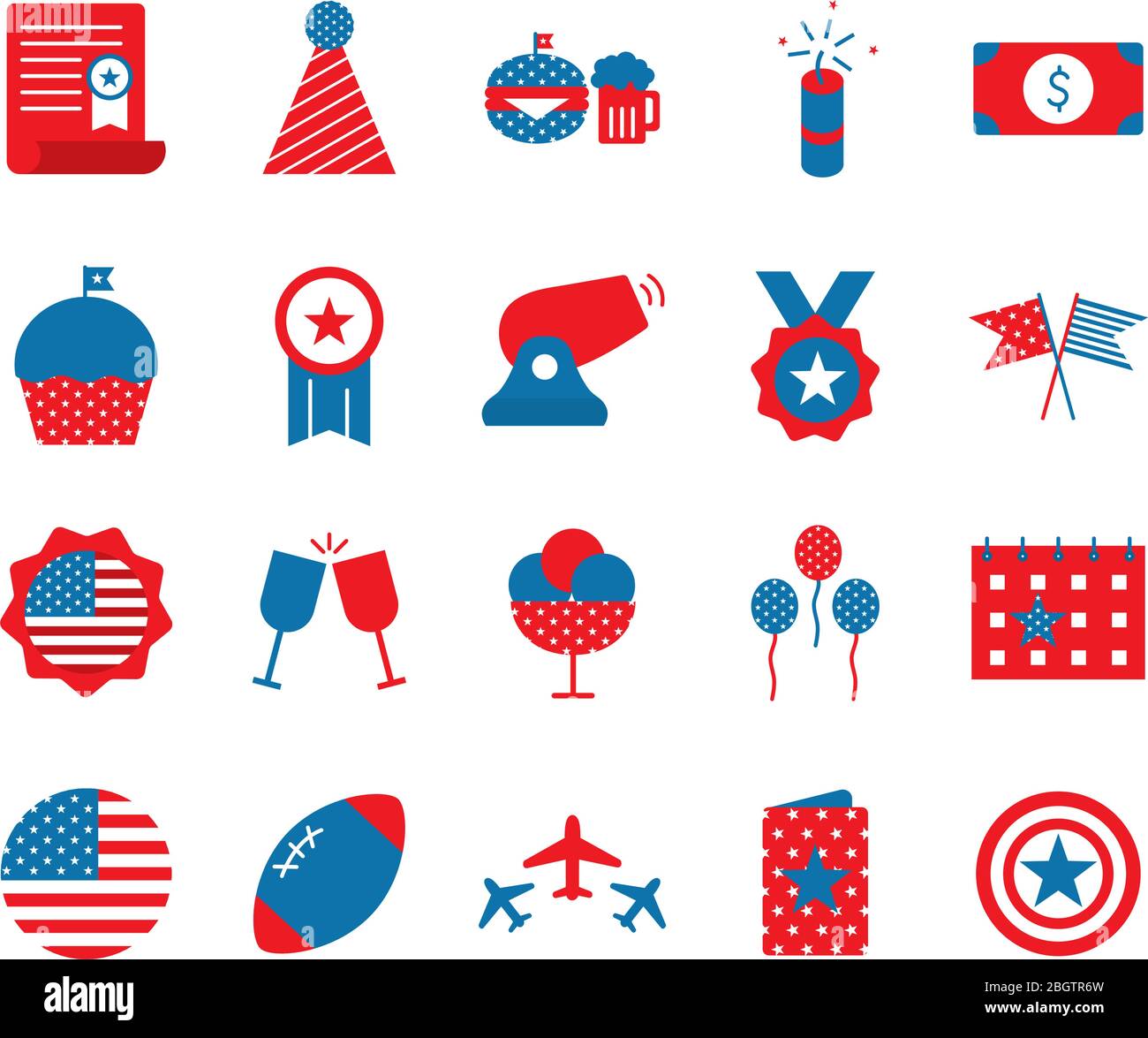 Independence day flat style icon set vector design Stock Vector Image ...