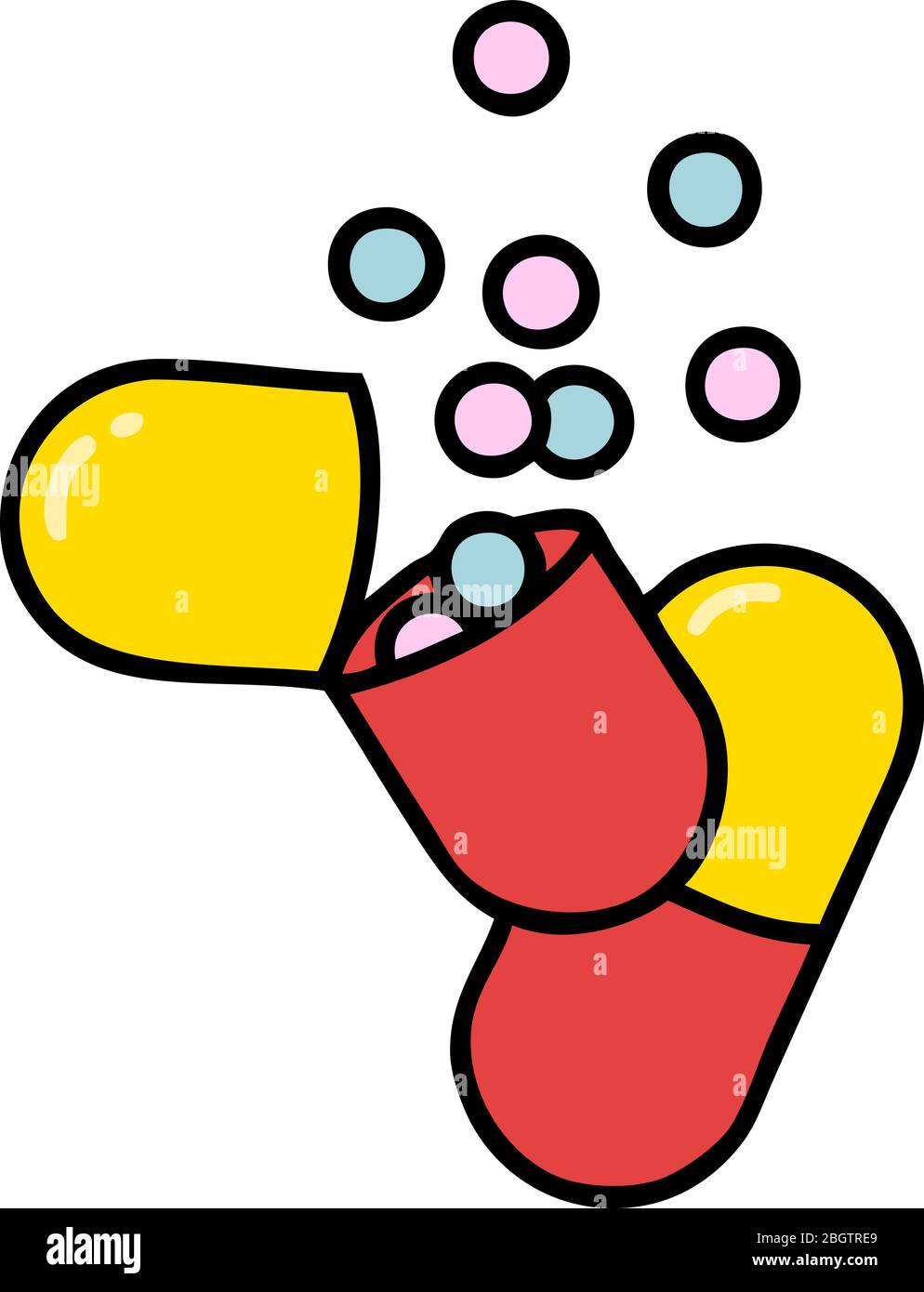 Retro Tattoo Style burst open medical capsule pill Stock Vector Image ...