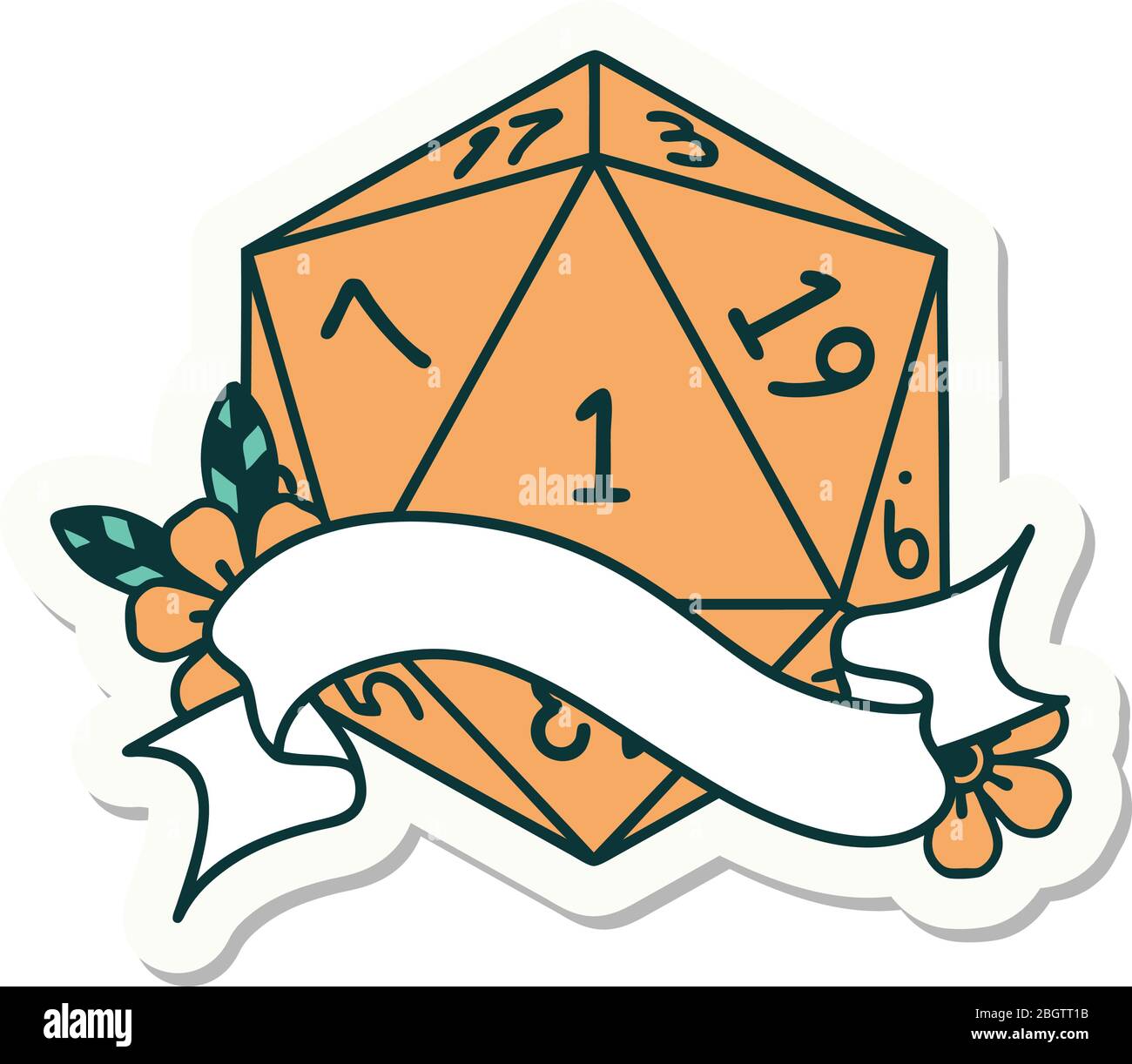 sticker of a natural one d20 dice roll Stock Vector Image & Art - Alamy