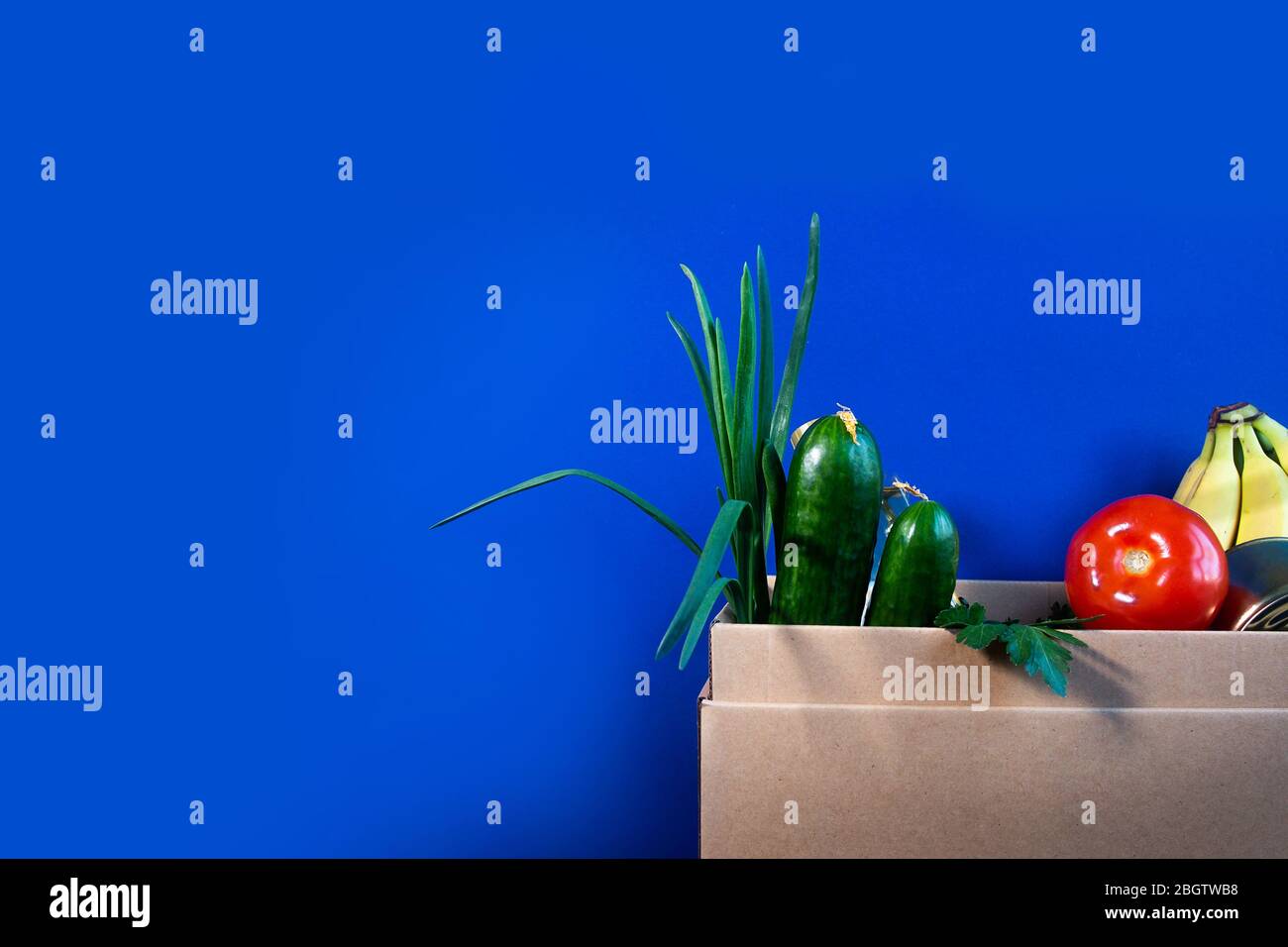 Home delivery of fruits and vegetables. Provision banner with blank ...