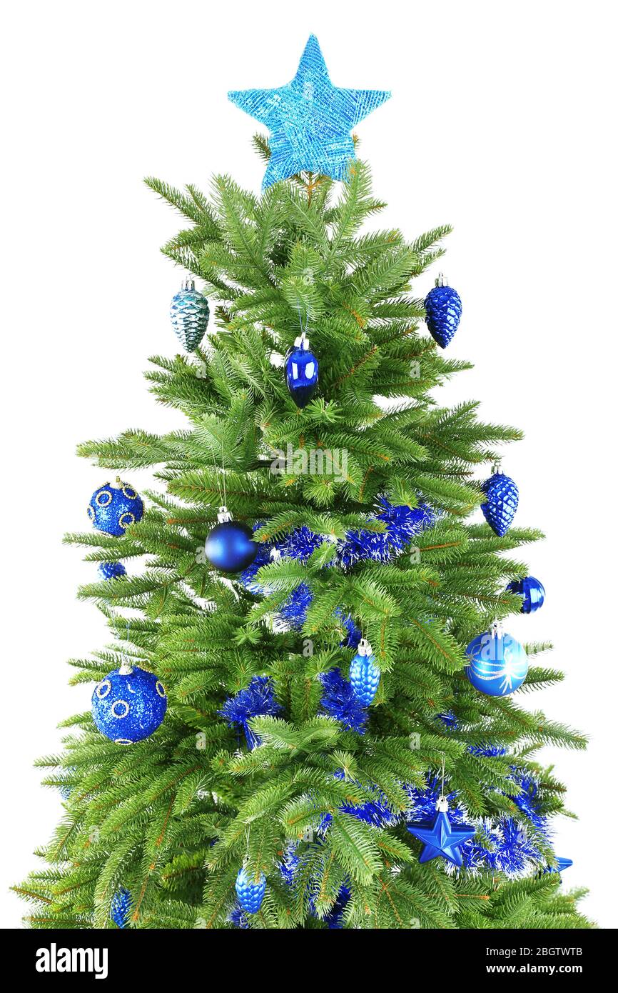 Christmas tree isolated on white Stock Photo - Alamy