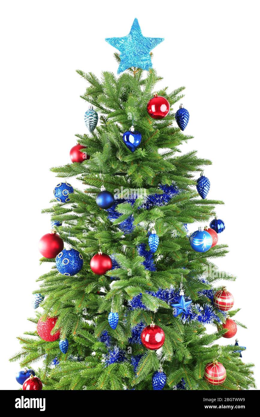Christmas tree isolated on white Stock Photo - Alamy