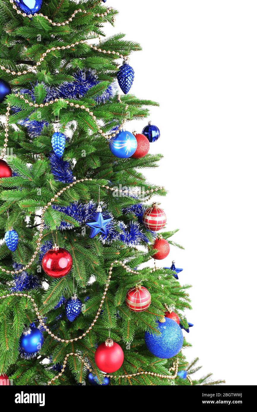 Christmas tree isolated on white Stock Photo - Alamy