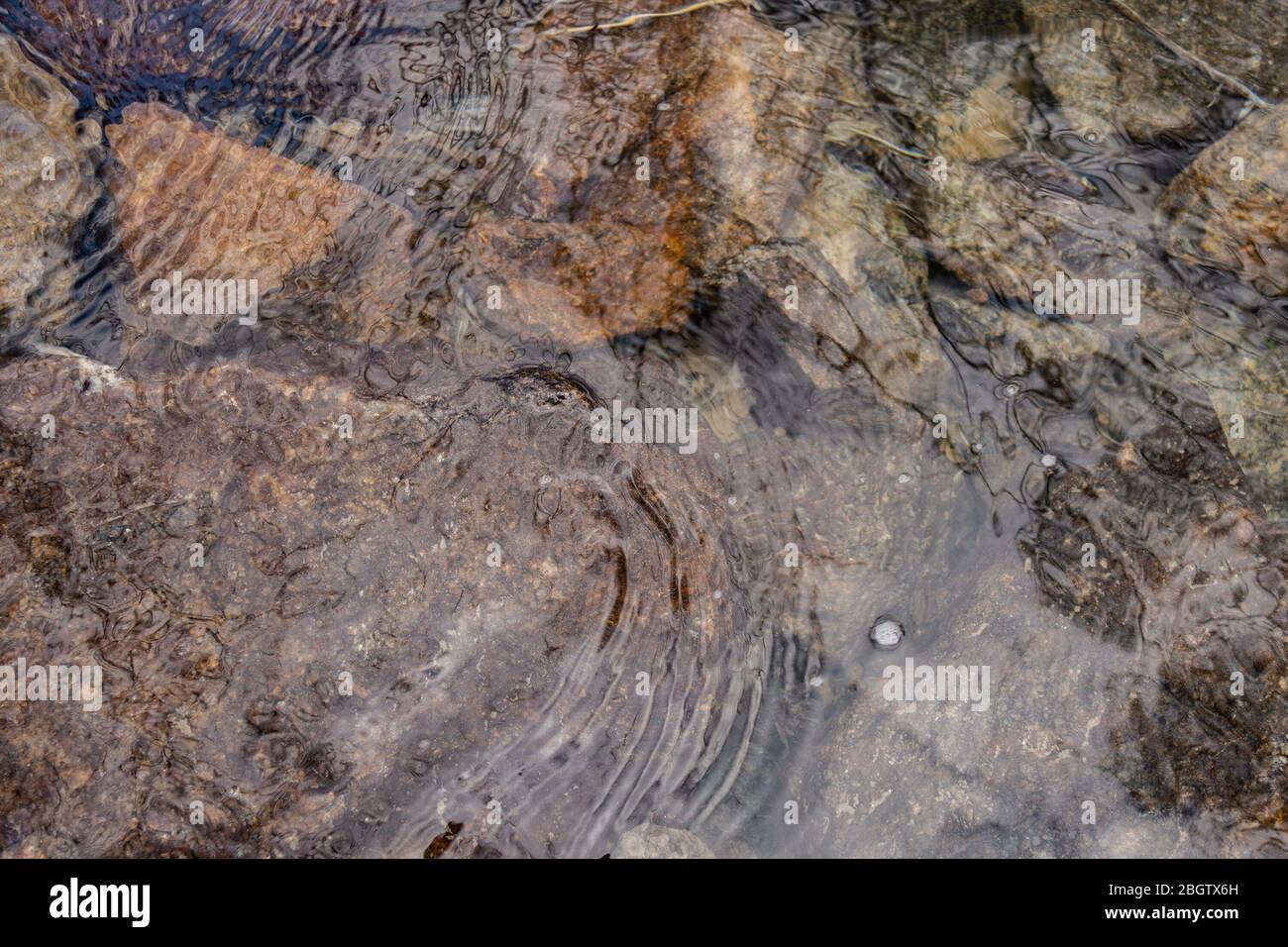 Stones at the bottom of a mountain river with clear water. Creative ...