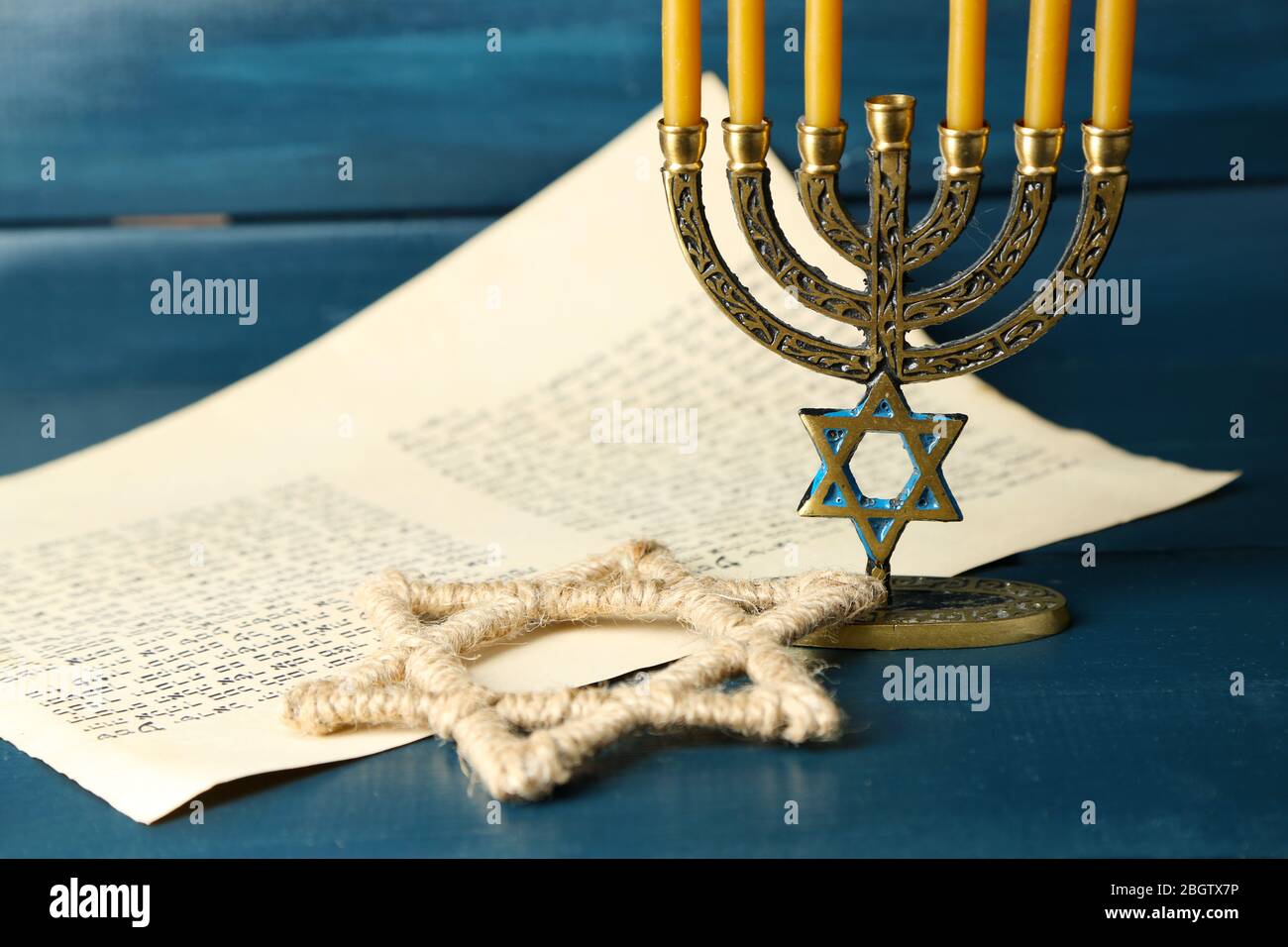 Jewish book menora hi-res stock photography and images - Alamy