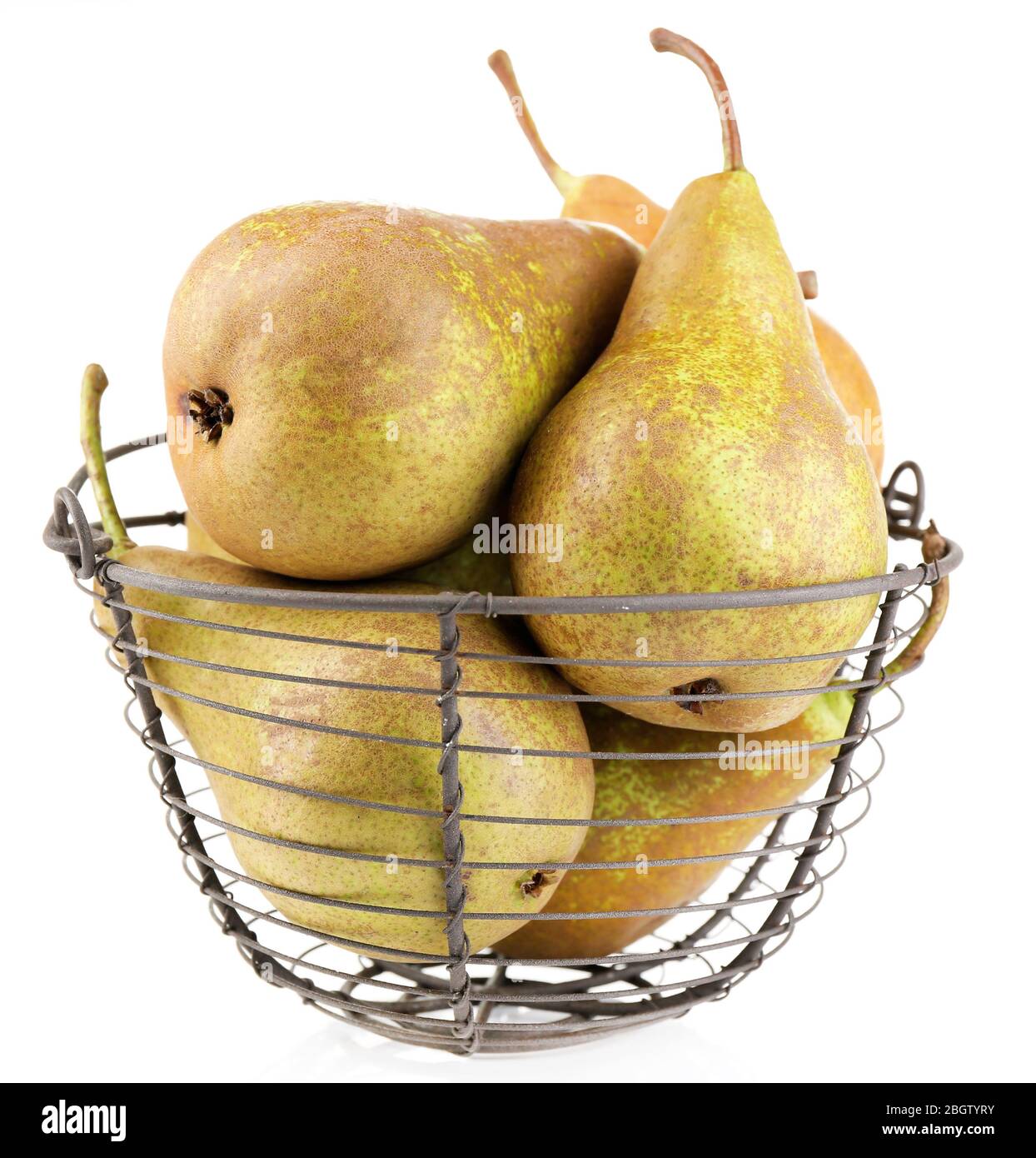 Green pears in basket Cut Out Stock Images & Pictures - Alamy