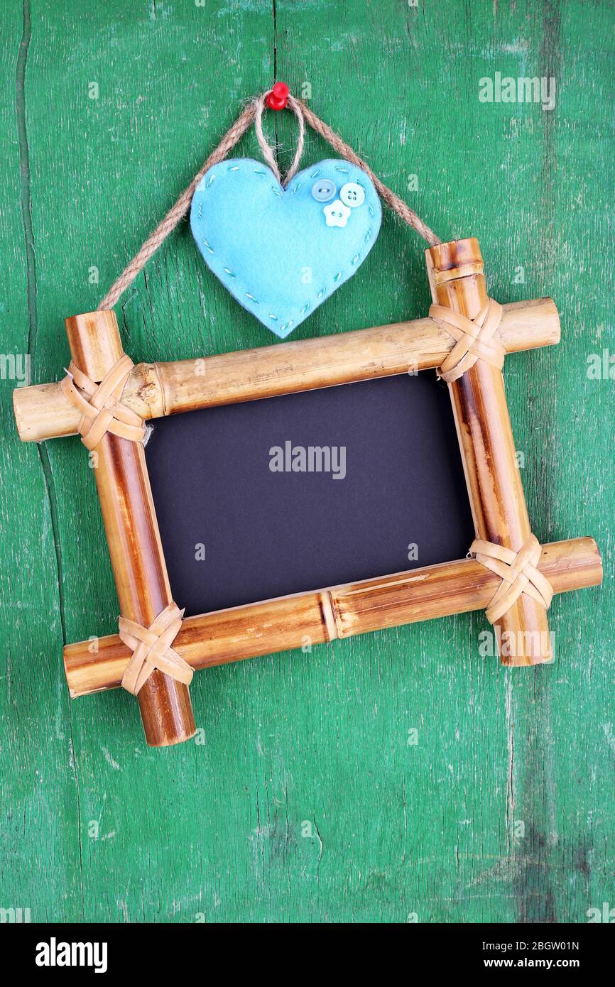 Rectangular chalkboard on wooden background Stock Photo - Alamy