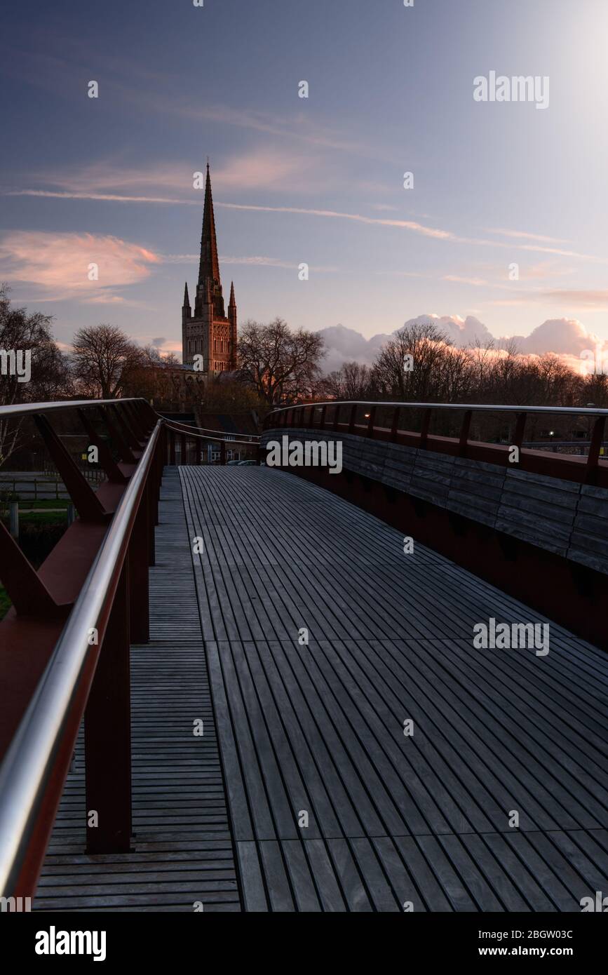 Jarrold Bridge, Norwich, with a view of Norwich Cathedral- Norwich ...
