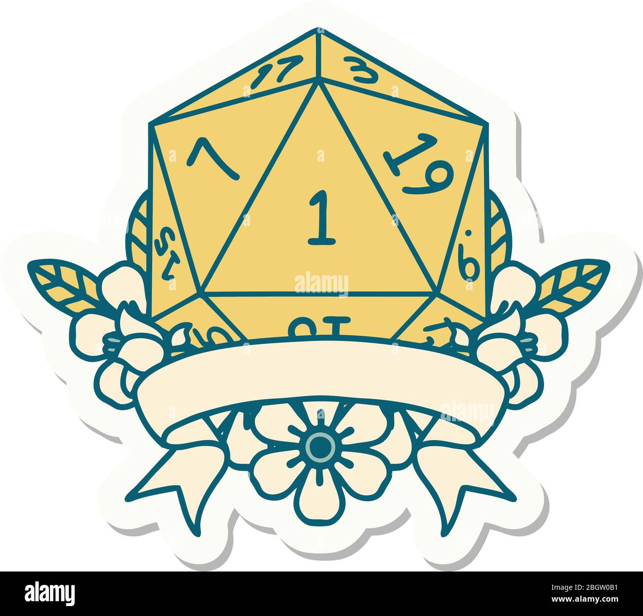 sticker of a natural one d20 dice roll Stock Vector Image & Art - Alamy