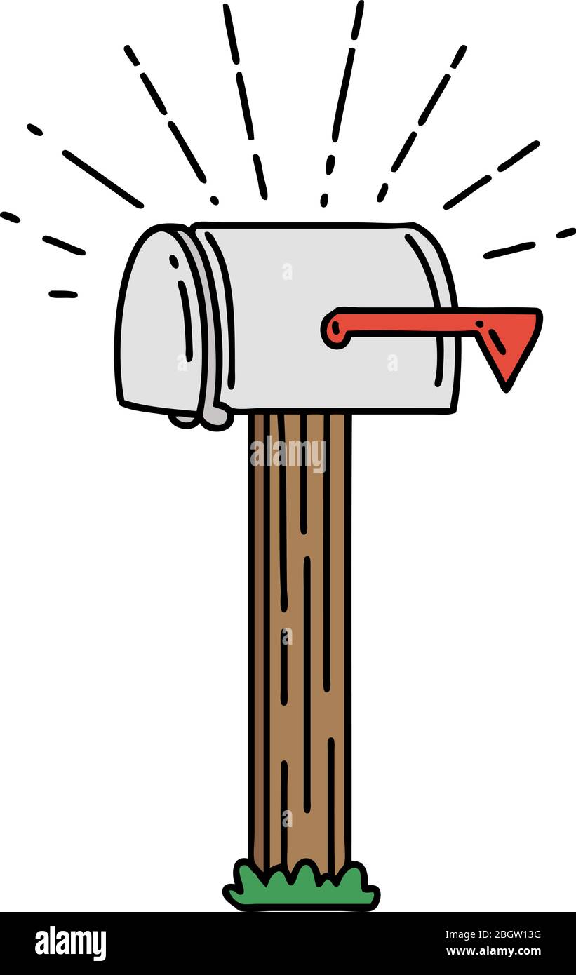 illustration of a traditional tattoo style closed mailbox Stock Vector ...
