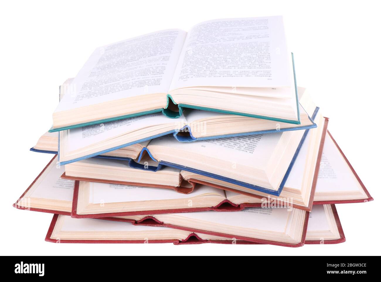Books in a mess isolated on white Stock Photo - Alamy