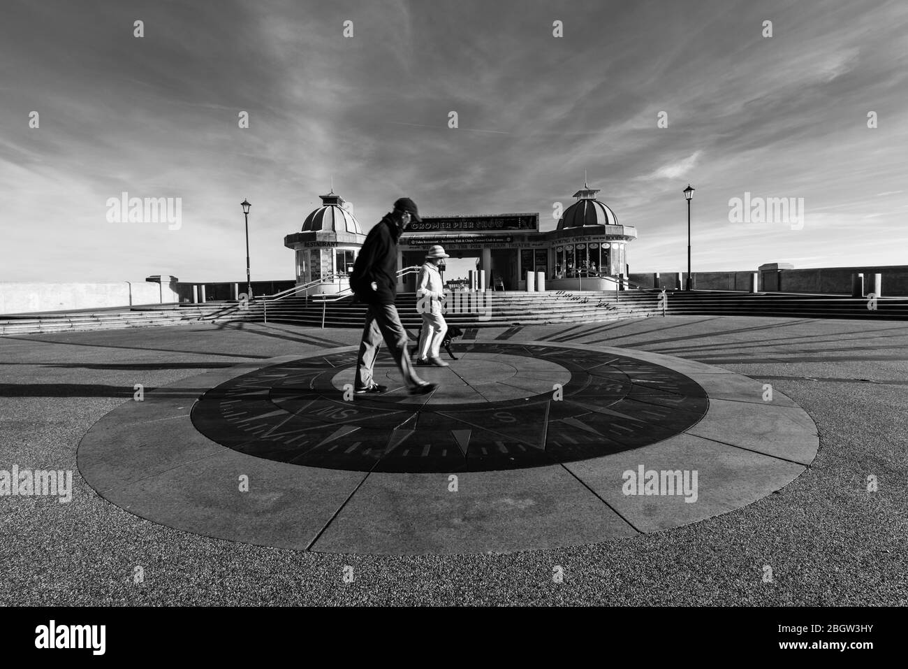 Cromer pier front, mono ii with people- Cromer, September 2016 Stock ...