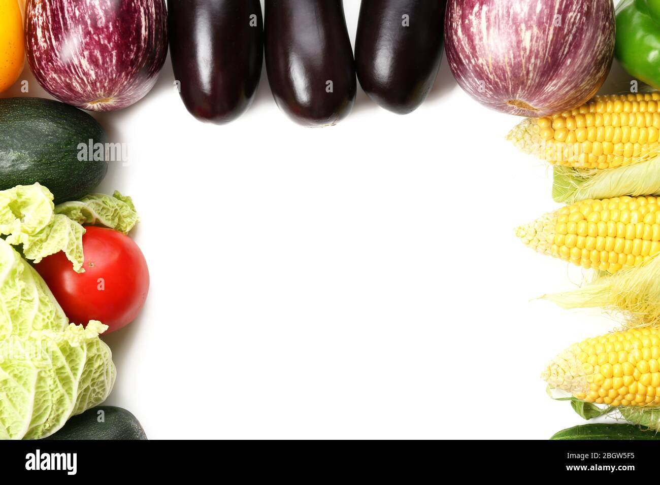 Frame of fresh organic vegetables on white background Stock Photo - Alamy