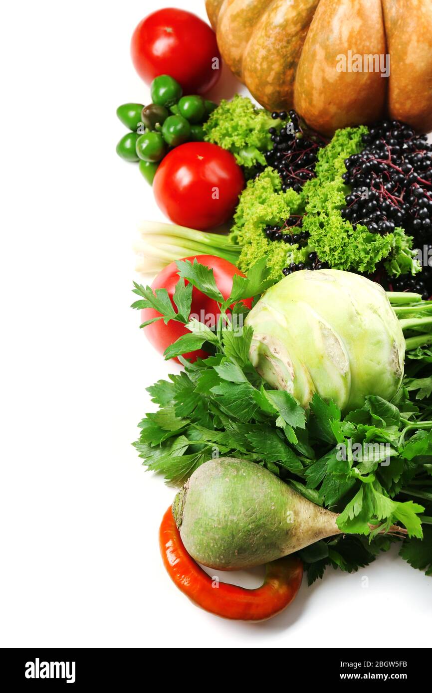 Fresh organic vegetables, isolated on white Stock Photo - Alamy