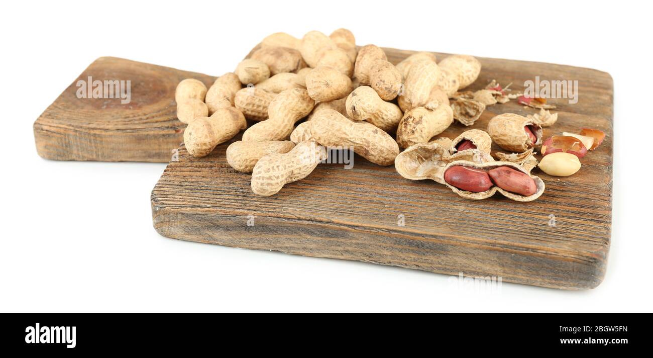 Peanuts cutting board, isolated on white background Stock Photo - Alamy