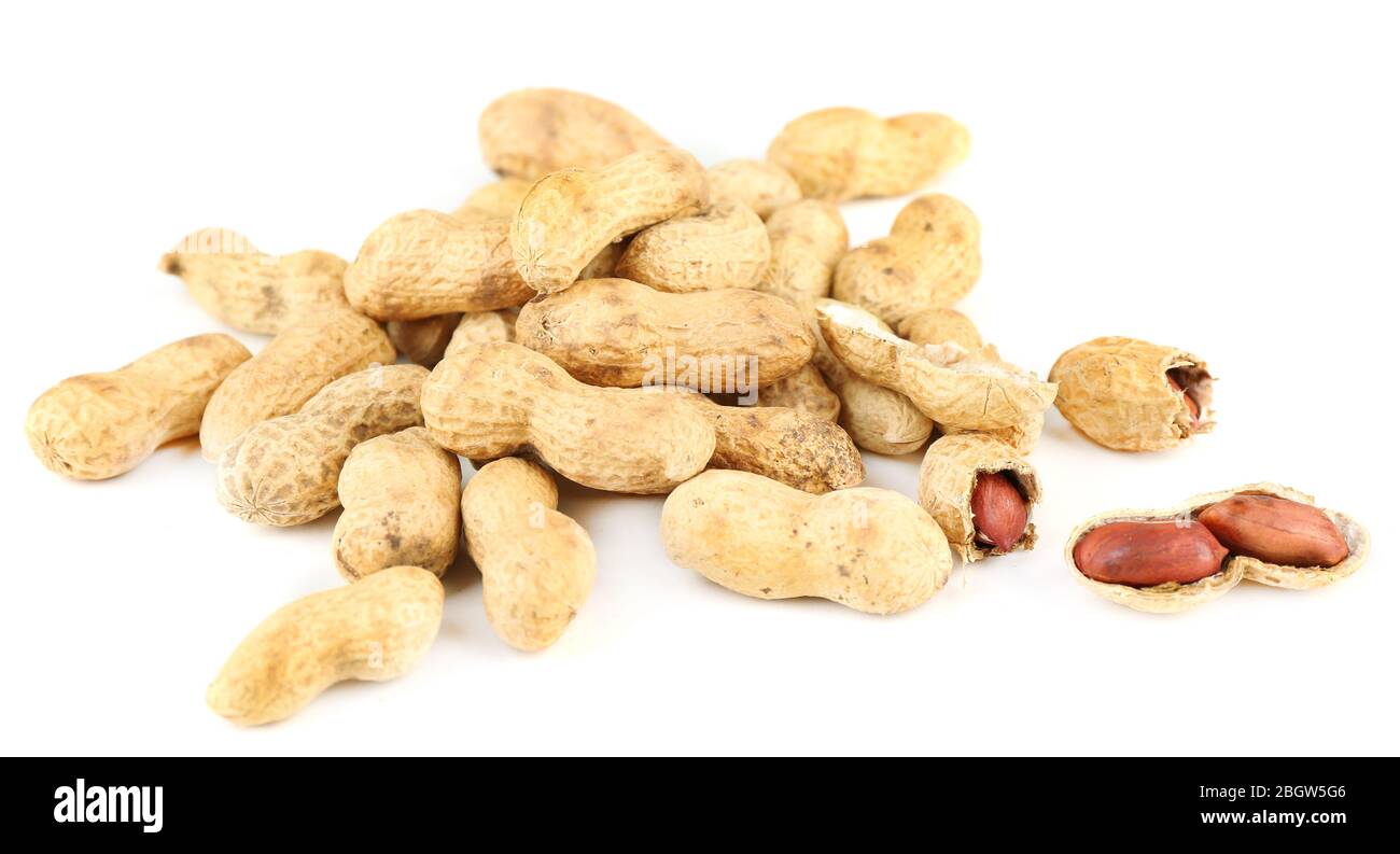 Peanuts isolated on white background Stock Photo - Alamy