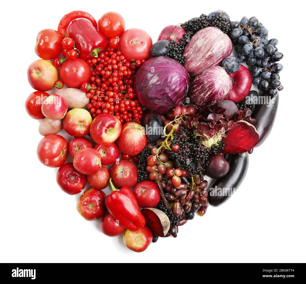 Fresh organic vegetables in shape of heart, isolated on white Stock ...