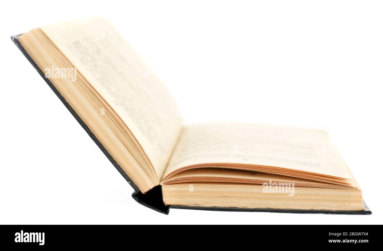 Opened book isolated on white Stock Photo - Alamy