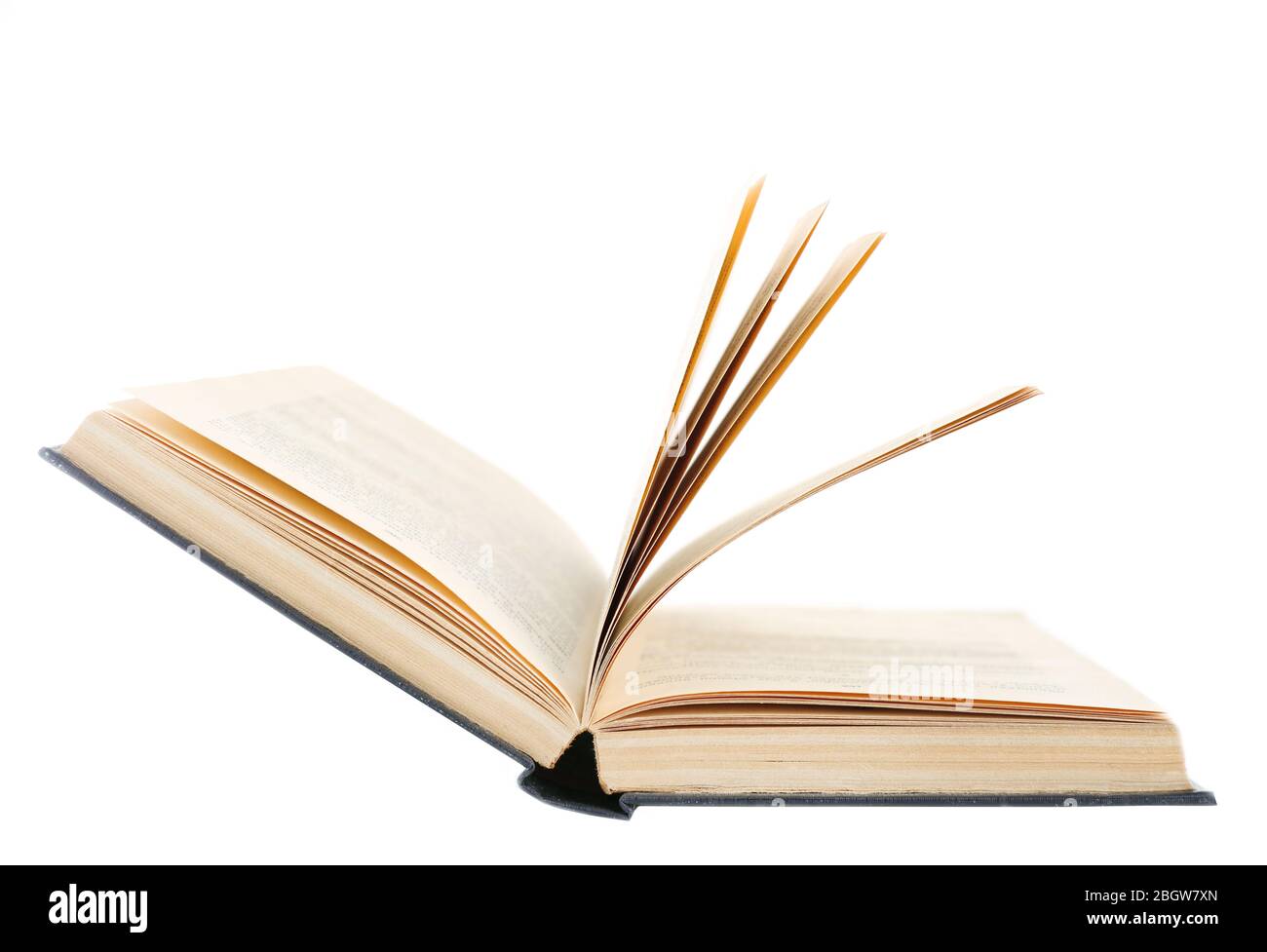 Opened book isolated on white Stock Photo - Alamy