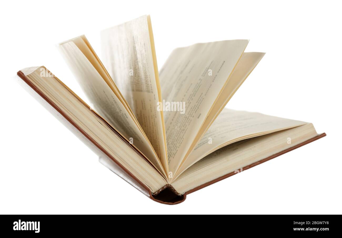 Opened book isolated on white Stock Photo - Alamy