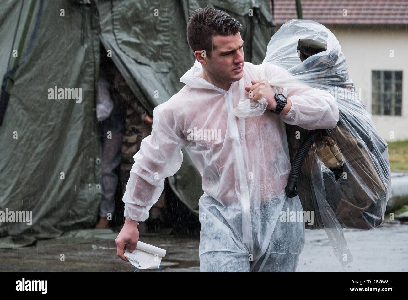 TOULOUSE, FRANCE - FEBRUARY 11: simulation of a Nuclear Biological and ...