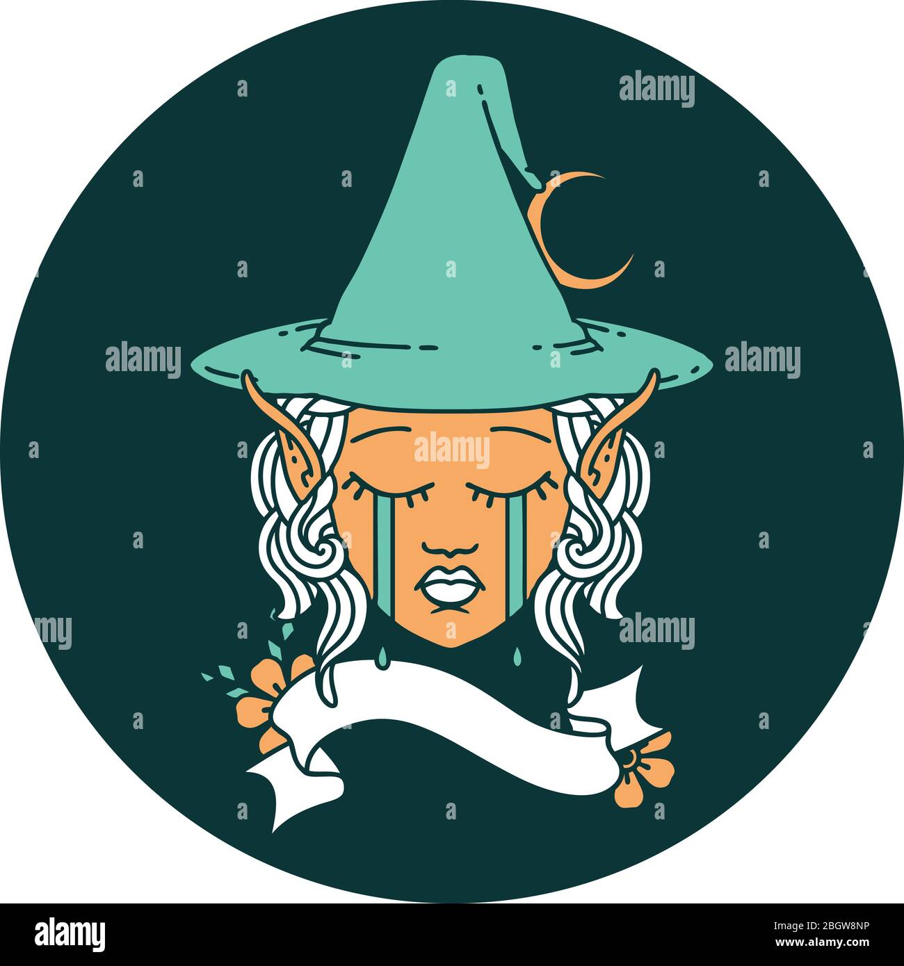 icon of sad elf mage character face Stock Vector Image & Art - Alamy