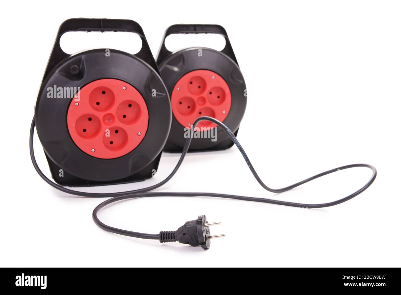 Extension electric cable reels isolated on white background Stock Photo ...