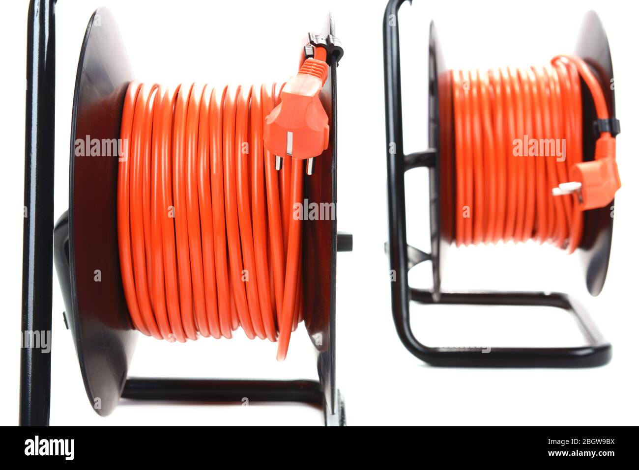 Extension electric cable reels isolated on white background Stock Photo ...