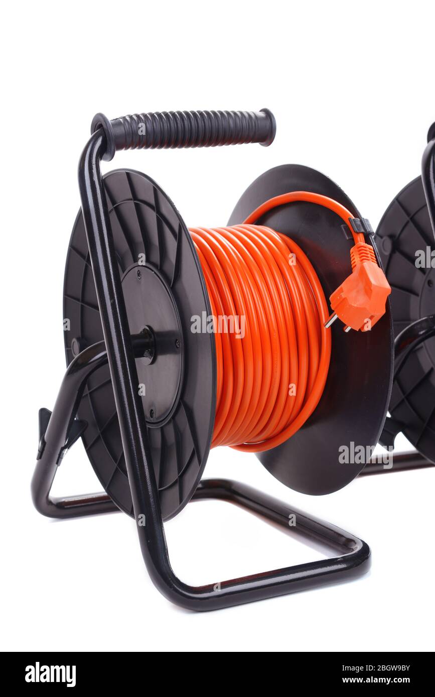 Extension electric cable reels isolated on white background Stock Photo ...