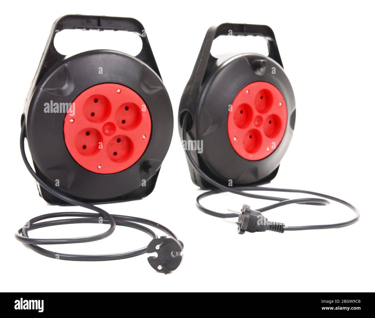 Extension electric cable reels isolated on white background Stock Photo ...