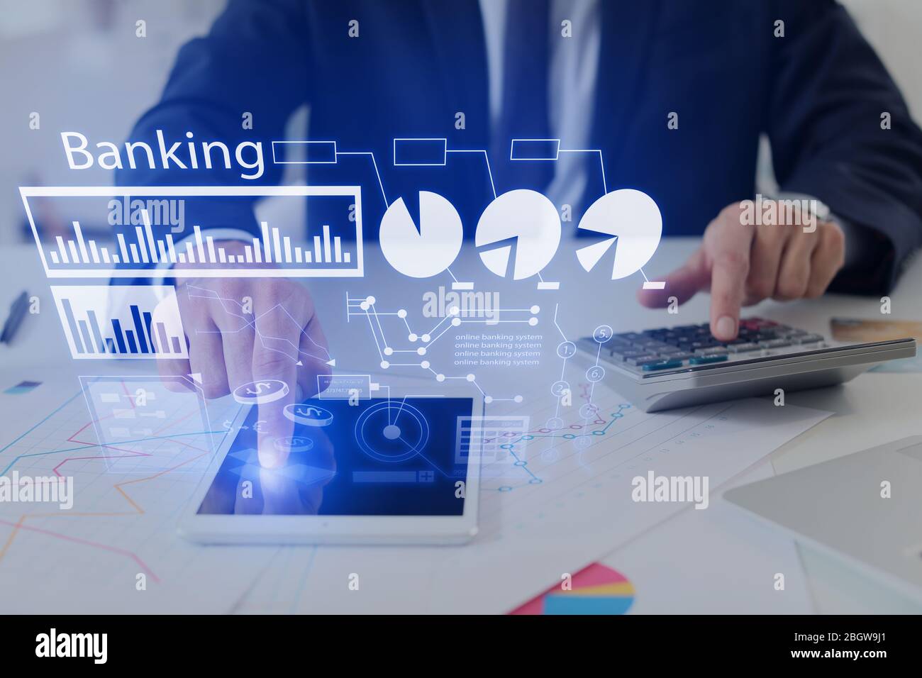 Male bank manager working in office, closeup Stock Photo - Alamy