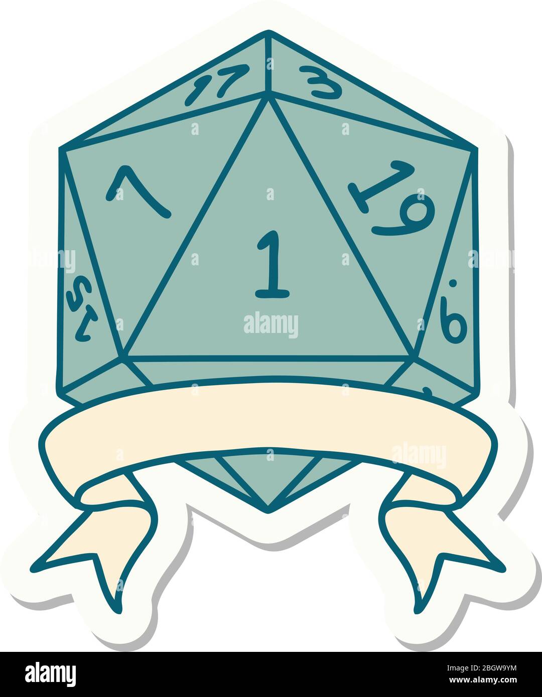sticker of a natural one d20 dice roll Stock Vector Image & Art - Alamy