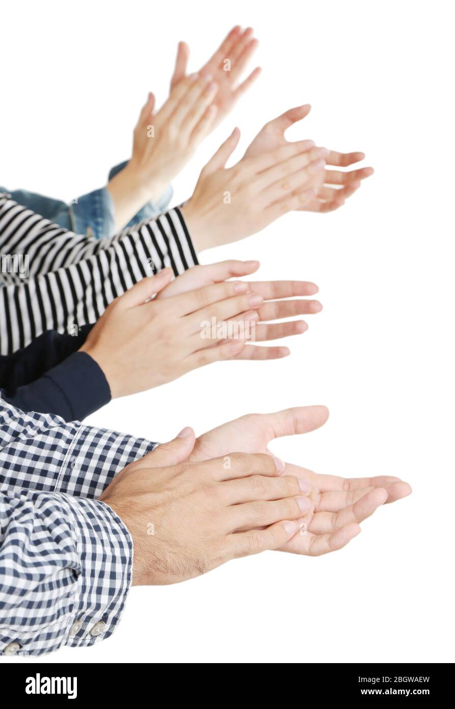 Clapping hands isolated on white Stock Photo - Alamy