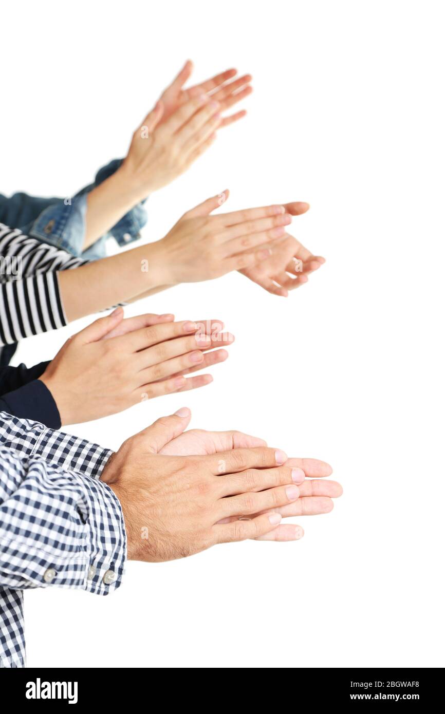 Clapping hands isolated on white Stock Photo - Alamy
