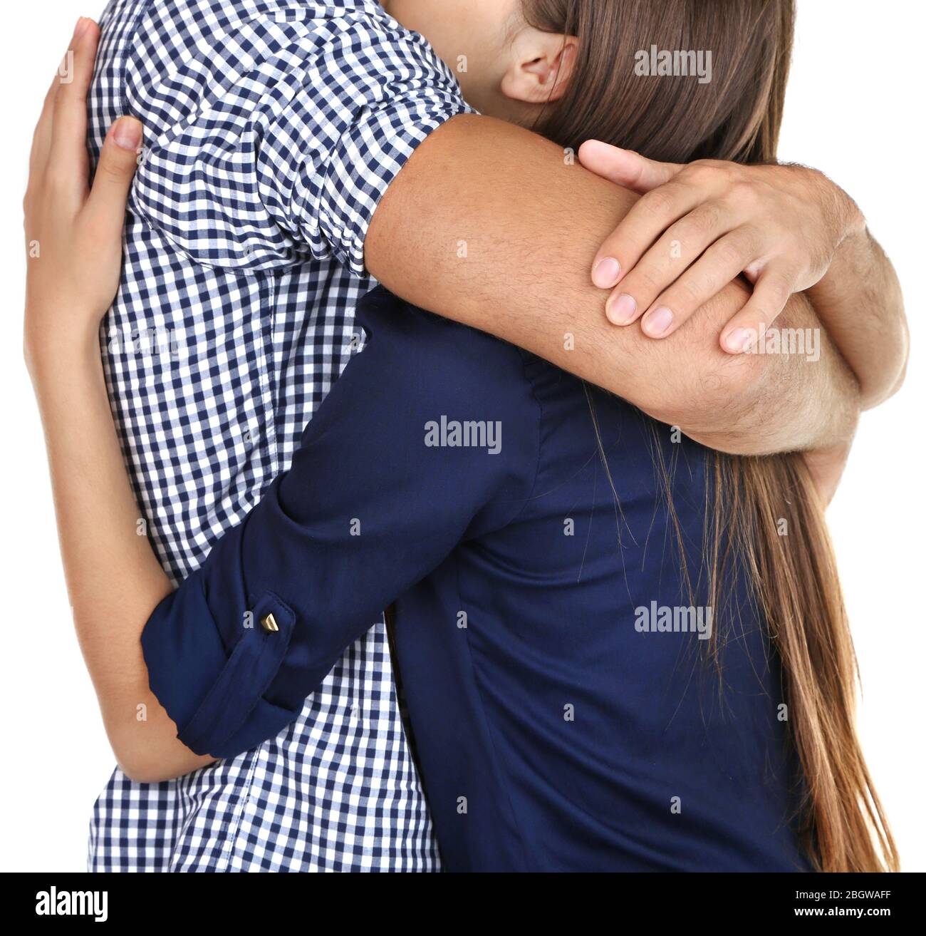 Embrace of loving couple isolated on white Stock Photo - Alamy