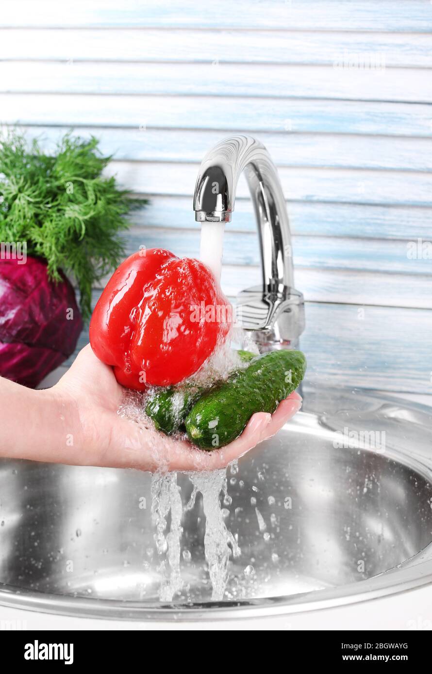 Woman washing different vegetables hi-res stock photography and images ...
