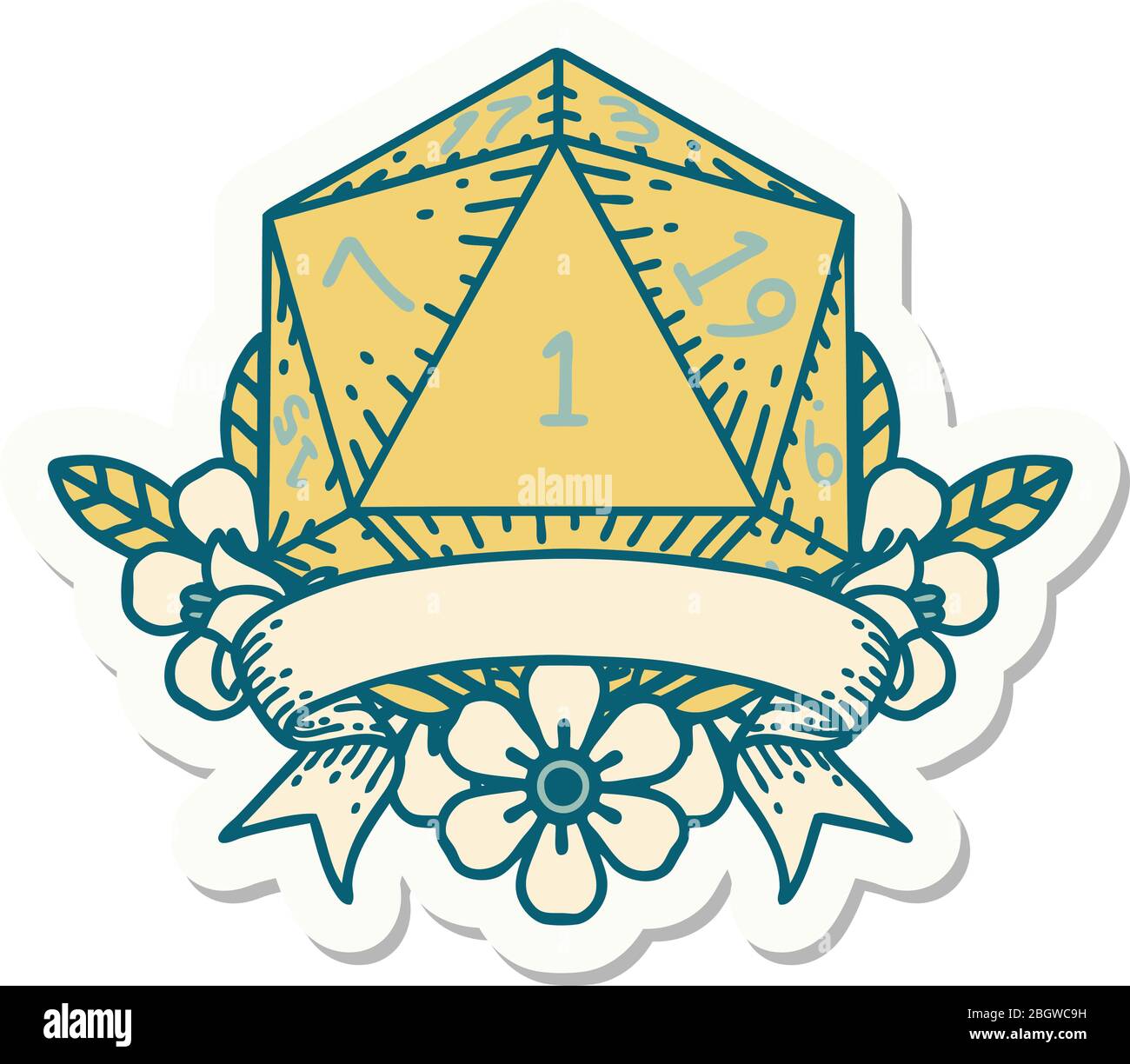 sticker of a natural one d20 dice roll Stock Vector Image & Art - Alamy
