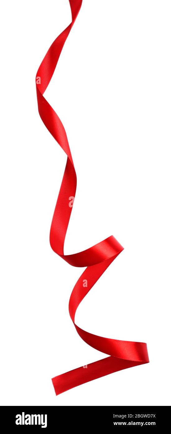 Shiny red satin ribbon isolated on white Stock Photo - Alamy