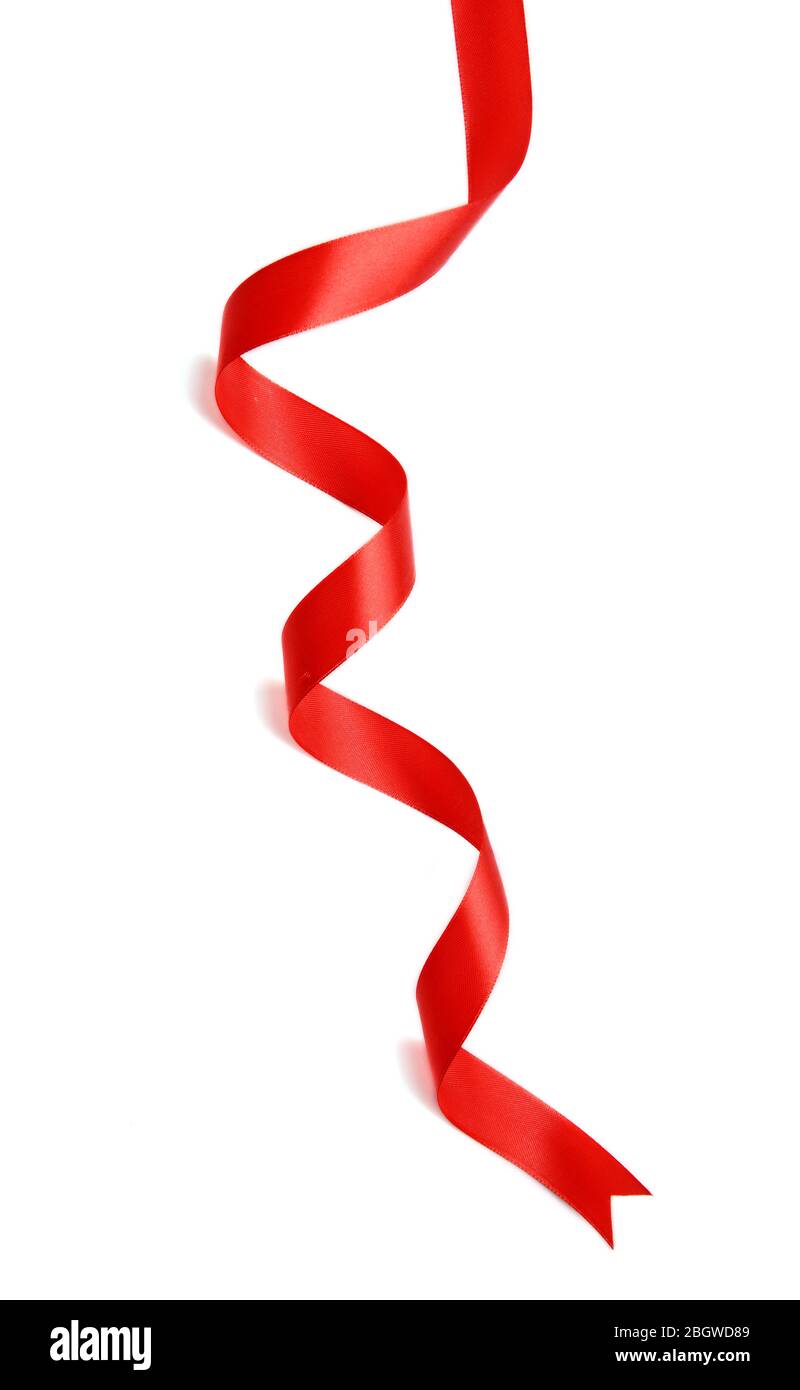 Shiny red satin ribbon isolated on white Stock Photo - Alamy