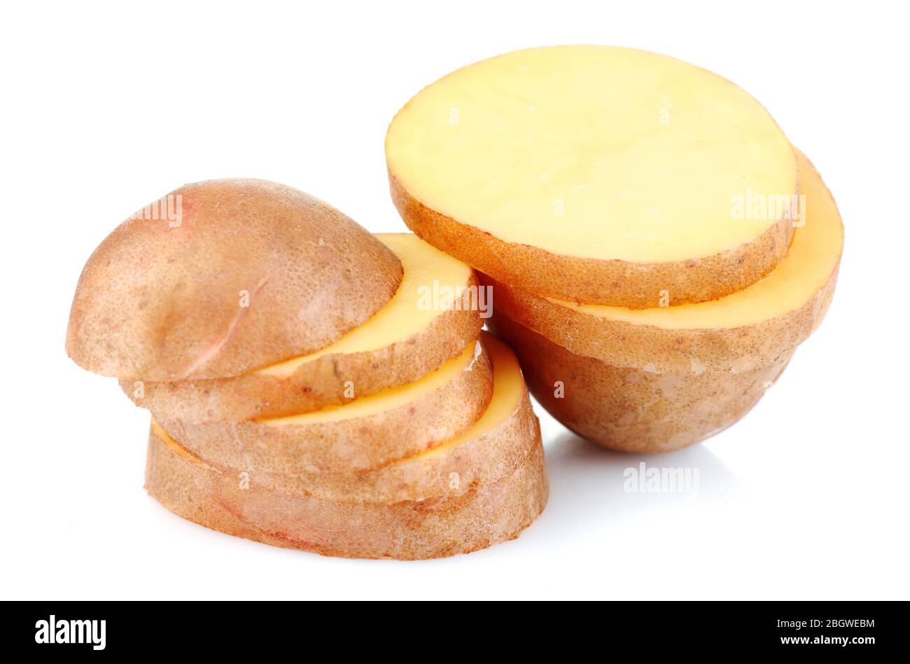 Sliced potato isolated on white Stock Photo - Alamy