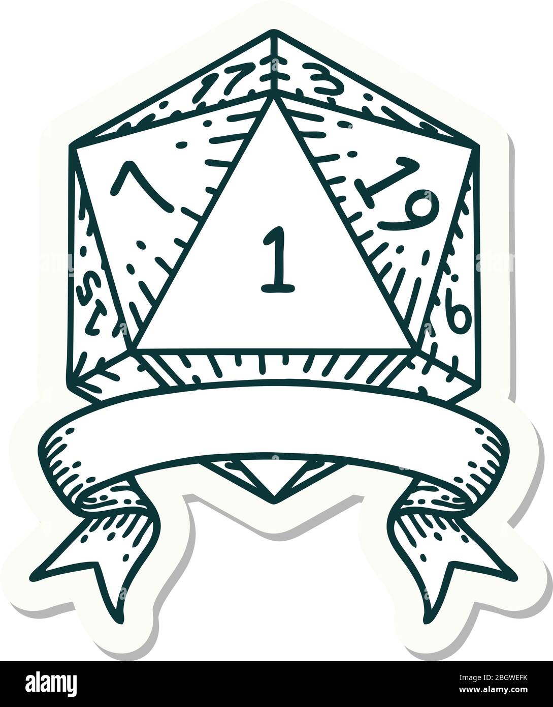 sticker of a natural one d20 dice roll Stock Vector Image & Art - Alamy