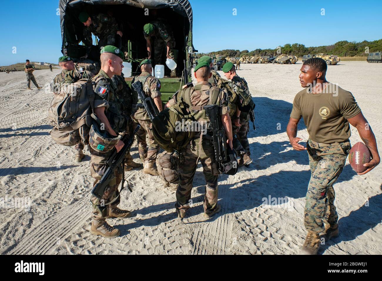 JACKSONVILLE, USA - OCTOBER 20: French soldiers on a beach getting ...