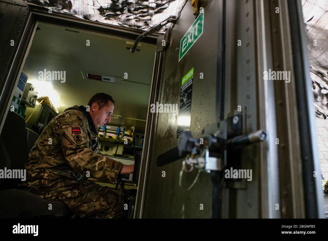 TAPA, ESTONIA - AUGUST 25: British soldier in Tapa command center army ...
