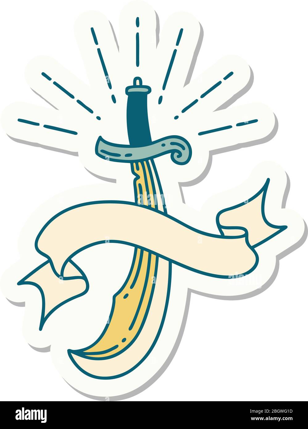 sticker of a tattoo style scimitar sword Stock Vector Image & Art - Alamy