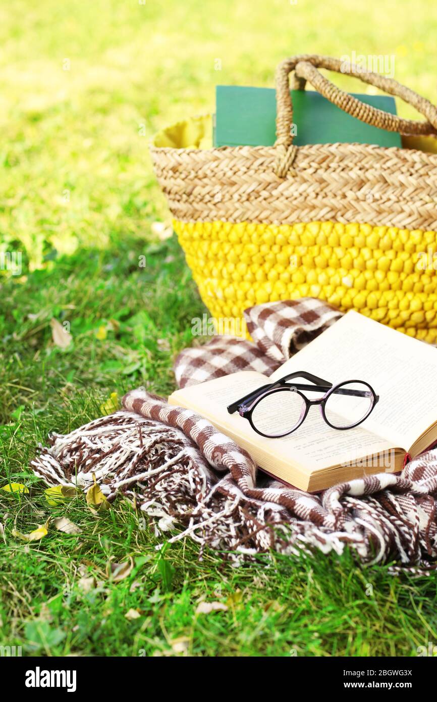 Reading books, outdoors Stock Photo - Alamy