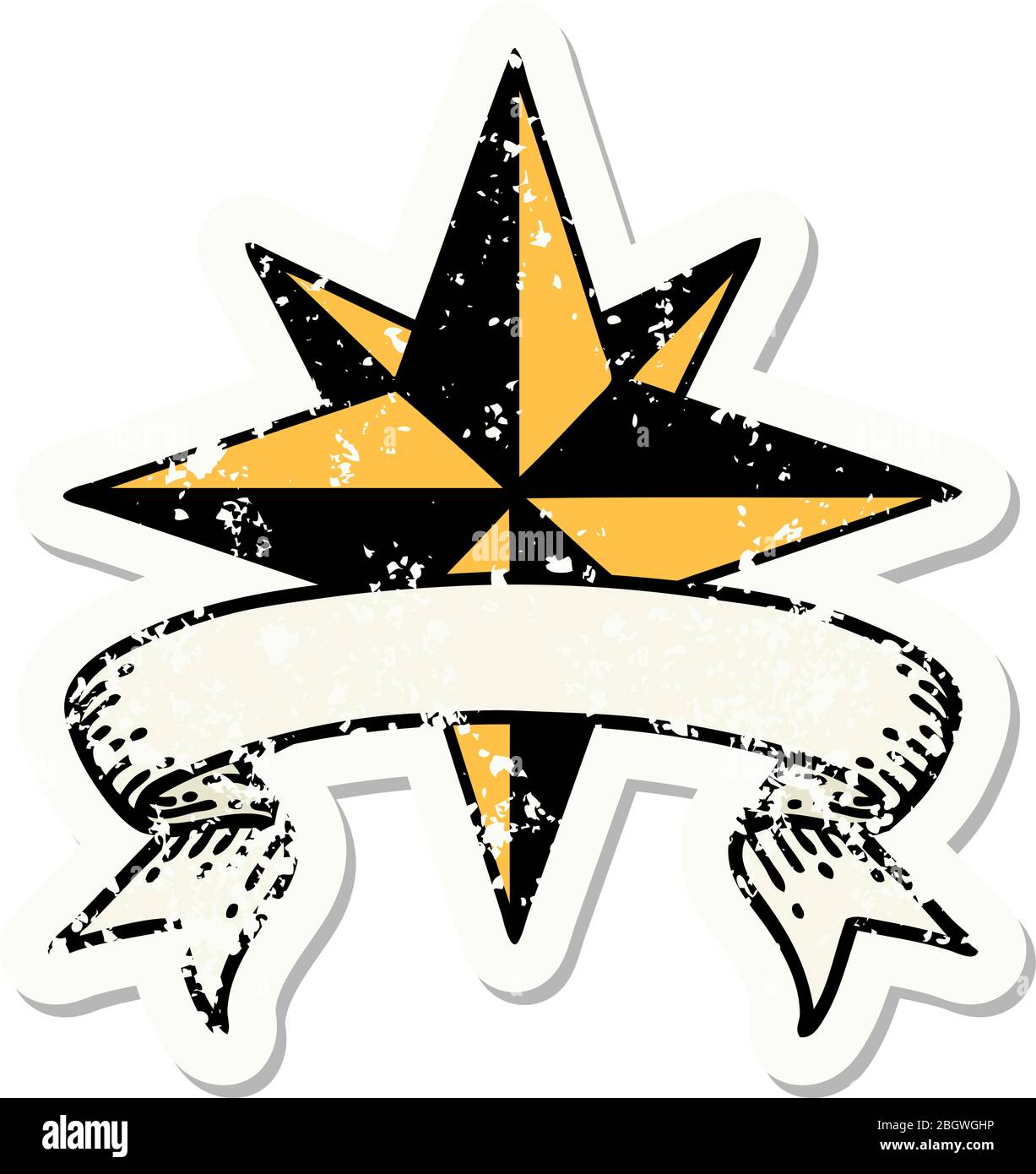 worn old sticker with banner of a star Stock Vector Image & Art - Alamy